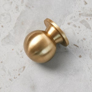 25MM Pure Brass Spherical Knob, Golden Kitchen Cabinet Pull Round ...