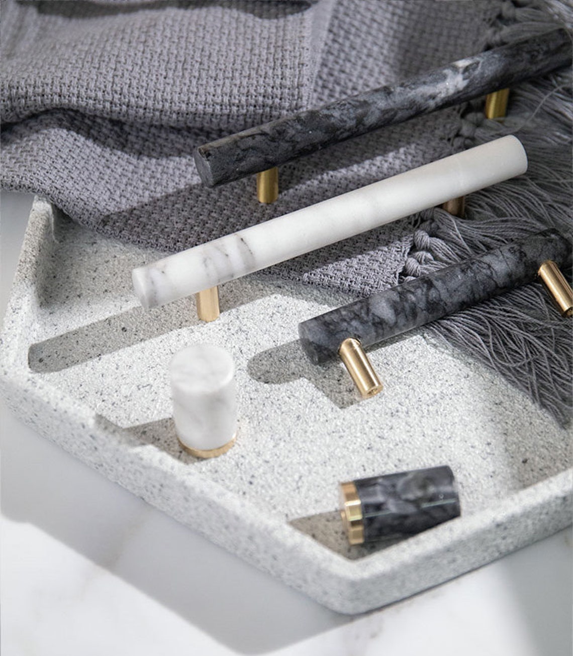 Marble Crystal Handle Brass Dresser Pull Marble Drawer Knob | Etsy