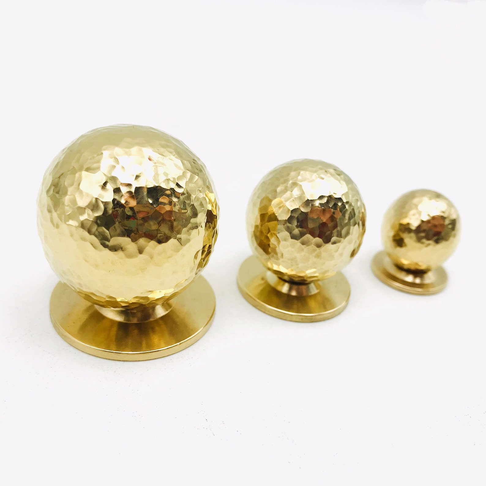 Handmade Hammer Grain Knob Drawer Pull Solid Brass Spherical - Etsy