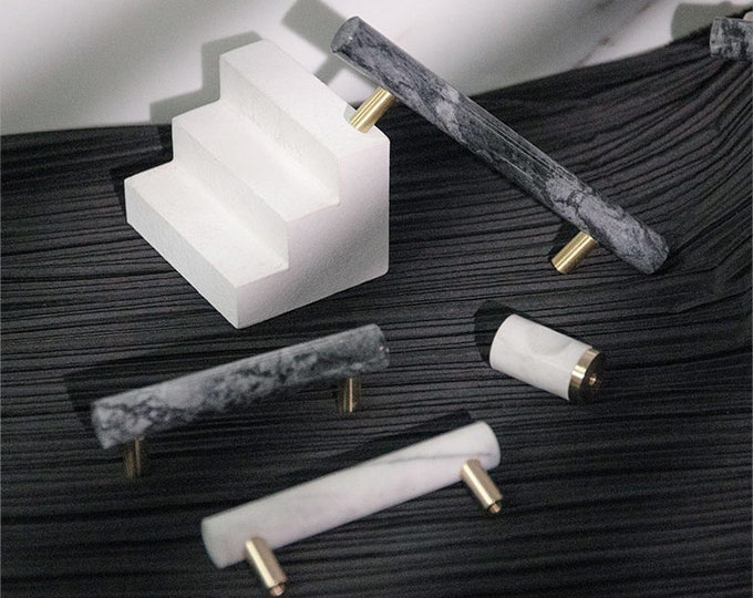 Marble Crystal Handle, Brass Dresser Pull, Marble Drawer Knob, Kitchen ...