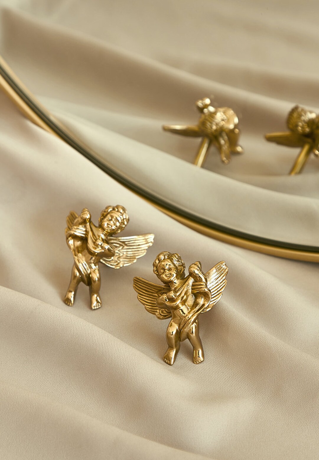Angel Designed Door Knob Golden Drawer Pull Solid Metal - Etsy