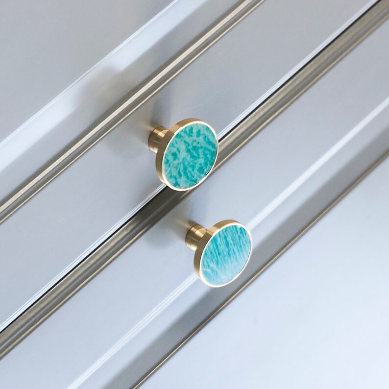 Natural Marble Drawer Knob Brass Wardrobe Door Knob Kitchen - Etsy