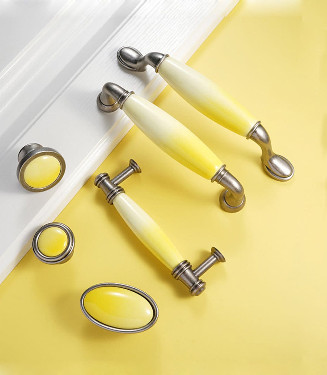 3.8"5" Gradient Yellow Series Cabinet Handle, Drawer Pull, Ceramic ...