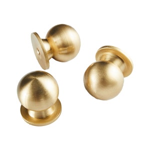 25MM Pure Brass Spherical Knob, Golden Kitchen Cabinet Pull Round ...