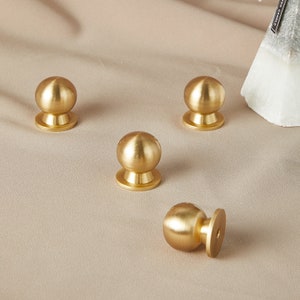 25MM Pure Brass Spherical Knob, Golden Kitchen Cabinet Pull Round ...