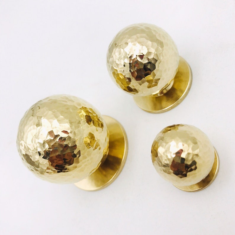 Handmade Hammer Grain Knob Drawer Pull Solid Brass Spherical - Etsy