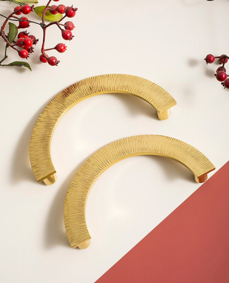Unique Half Moon Cabinet Pull Semicircle Handle Solid Brass - Etsy