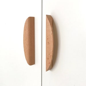 3.8 Solid Wood Door Handle, Beech Log Handle Kitchen Cabinet Pull ...