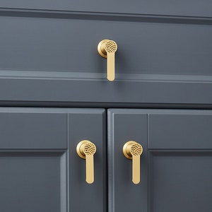 Brass Cabinet Pull Golden Drawer Knob, Wine Cabinet Pull Solid Brass ...