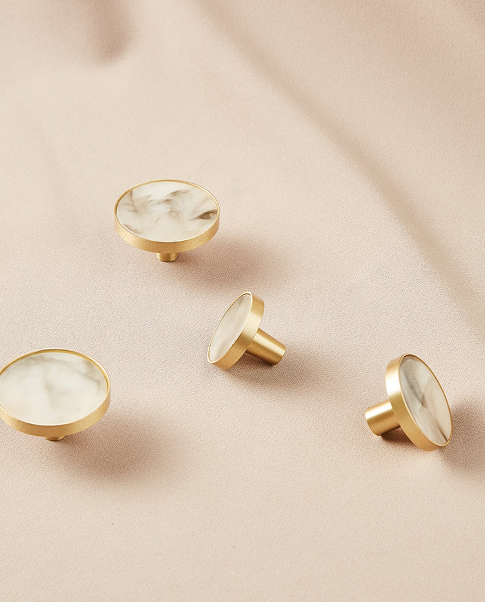 Nature Marble Pure Brass Knob and Pull Round Marble Drawer | Etsy