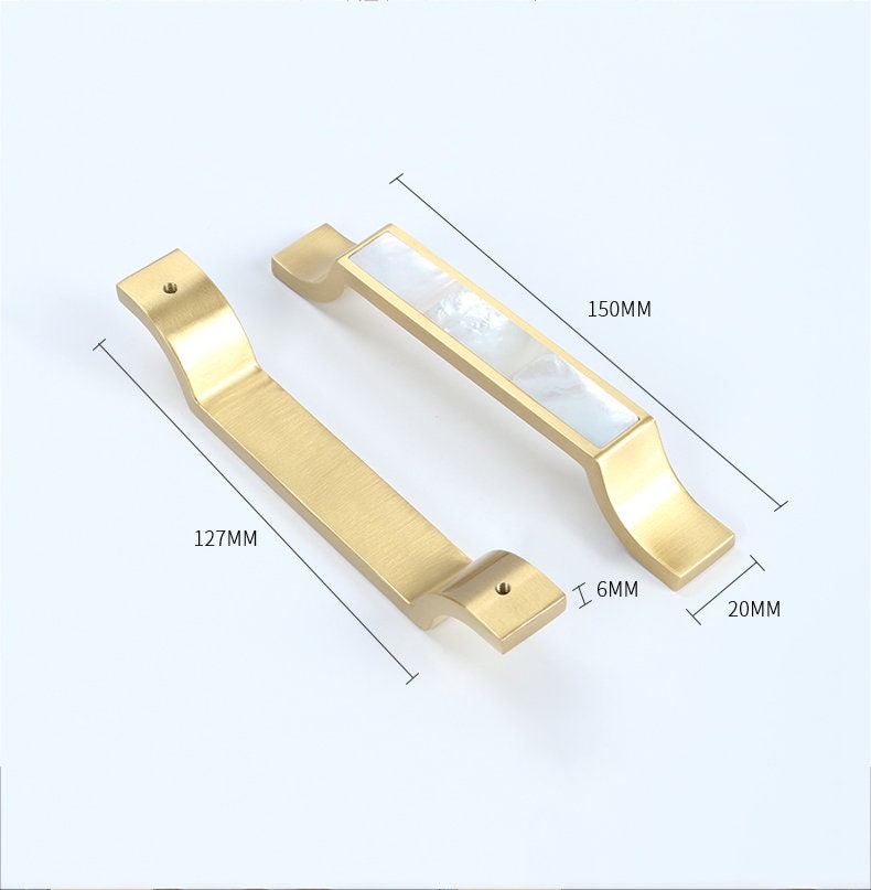 5 Solid Brass Cabinet Handle Golden Drawer Pull Metal | Etsy