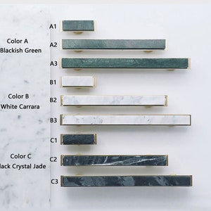 3.85 Marble Kitchen Cabinet Hardware, Brass Dresser Pull, Marble Drawer ...