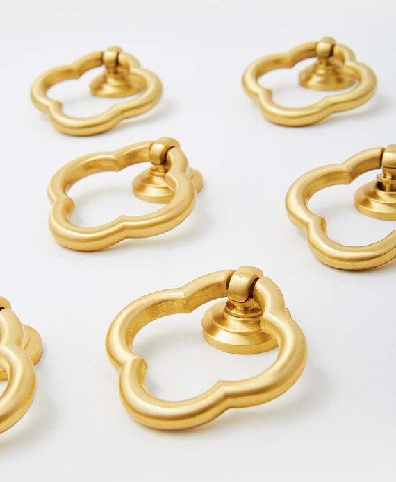 Vintage Brass Ring Pull for Drawer Flower Pendant Wardrobe - Etsy