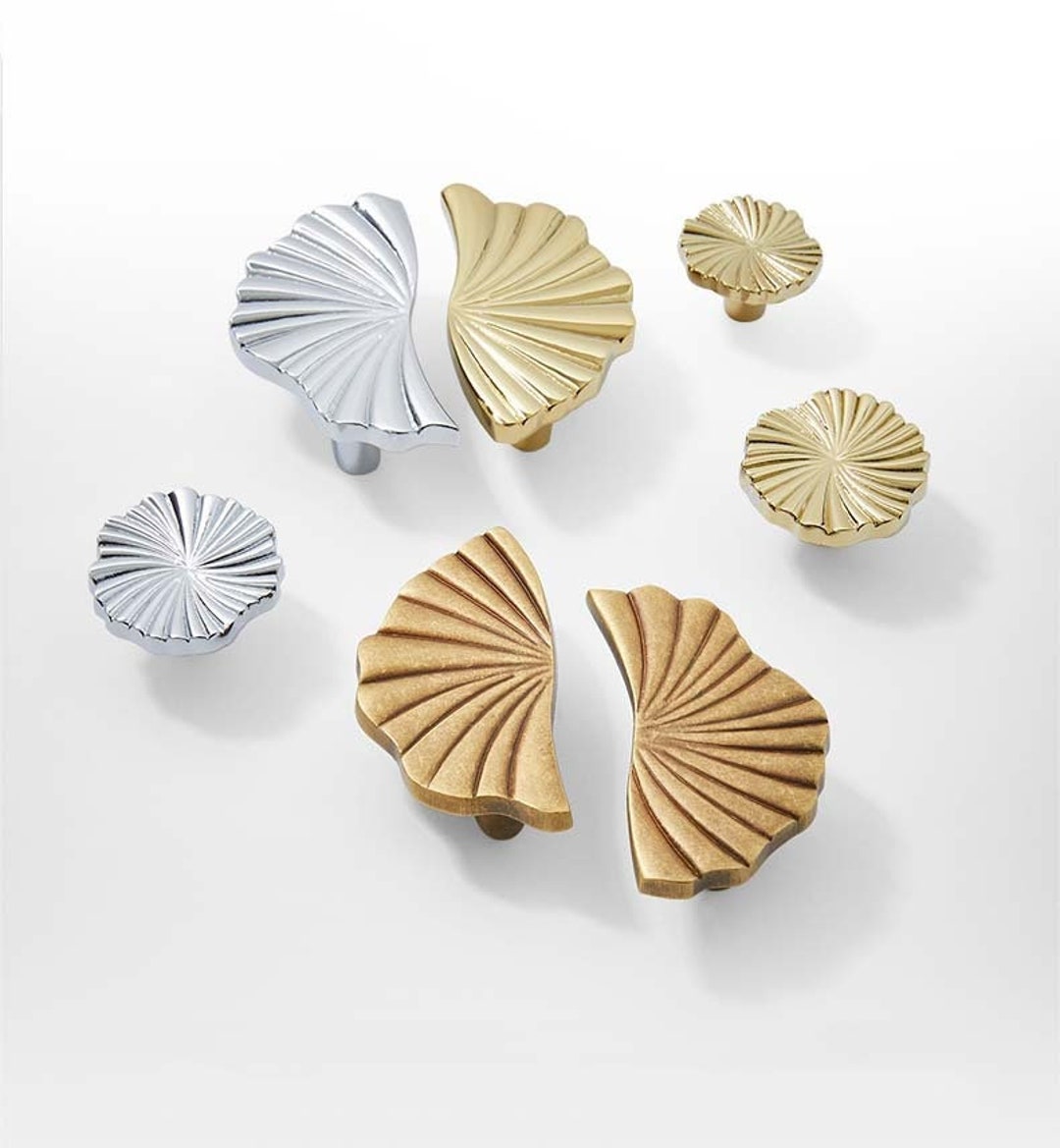 Chrome Half Moon Knob and Pulls, Solid Brass Cabinet Knob Cupboard Drawer Pull Handle ...