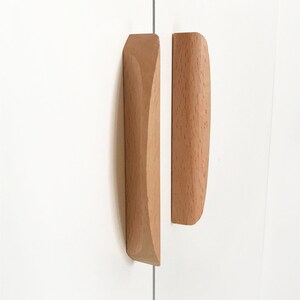 3.8 Solid Wood Door Handle, Beech Log Handle Kitchen Cabinet Pull ...