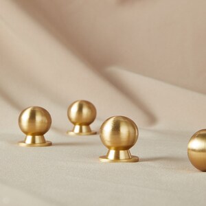 25MM Pure Brass Spherical Knob, Golden Kitchen Cabinet Pull Round ...