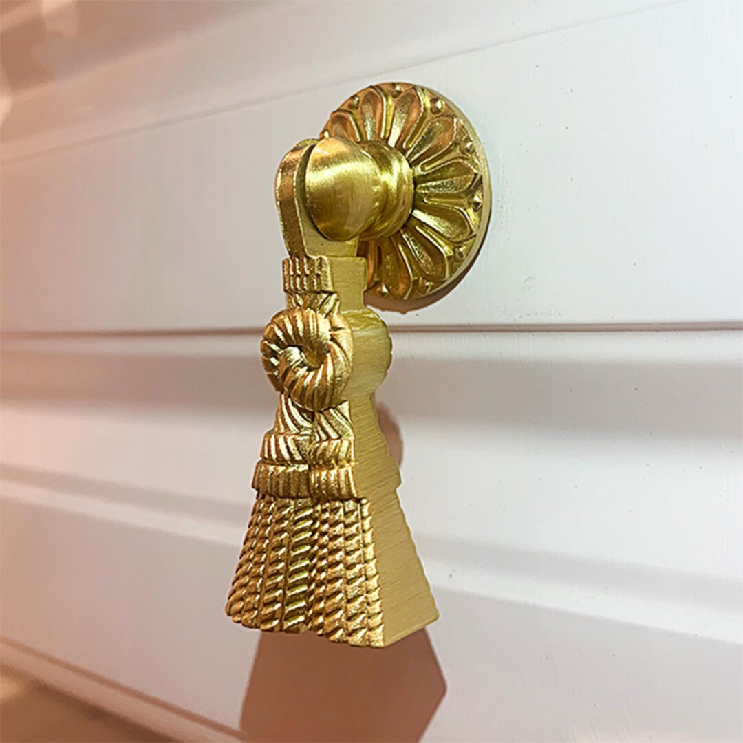 Pure Brass Cabinet Pendant Pull, Golden Drawer Pull, Dresser Pendant ...