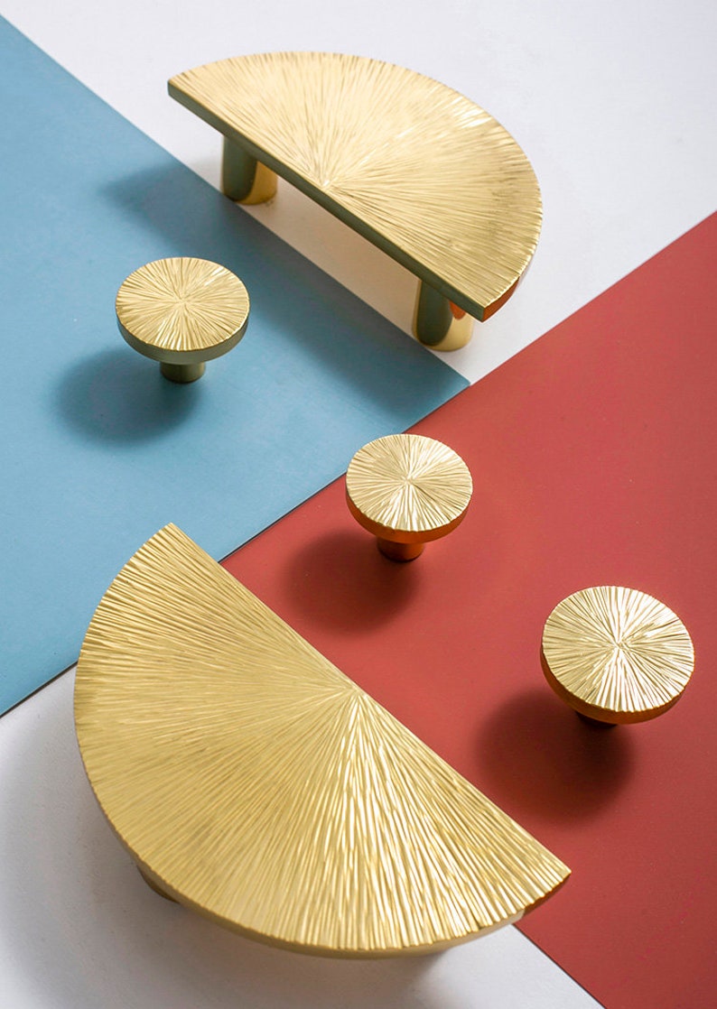 Unique Half Moon Cabinet Pull Semicircle Handle Solid Brass - Etsy