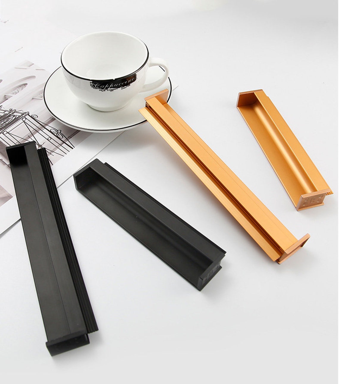 Invisible Cabinet Handles Door Pulls Gold Black Drawer Dresser | Etsy