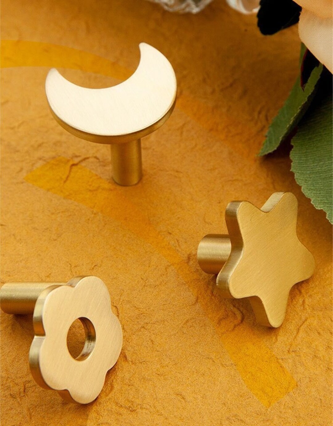 Moon Knob Star Brass Drawer Knobs Pulls, Brass Knob for Kitchen ...