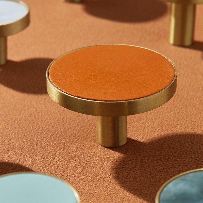 Nordic Leather Knobs Furniture Hardware Brass Leather Knob | Etsy