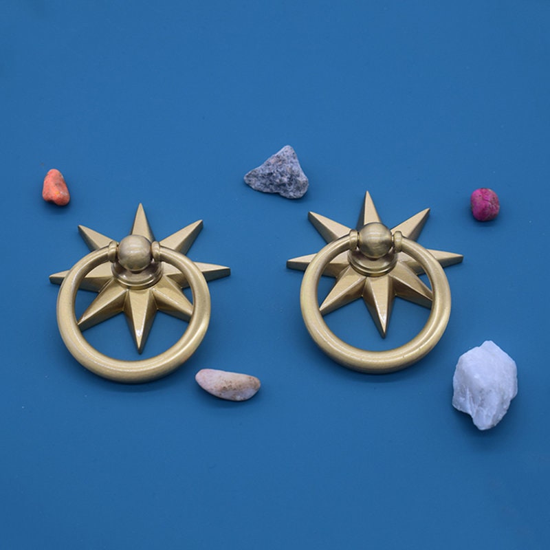 Golden Octagon Star Pull Ring Pure Brass Drawer Ring-pull | Etsy