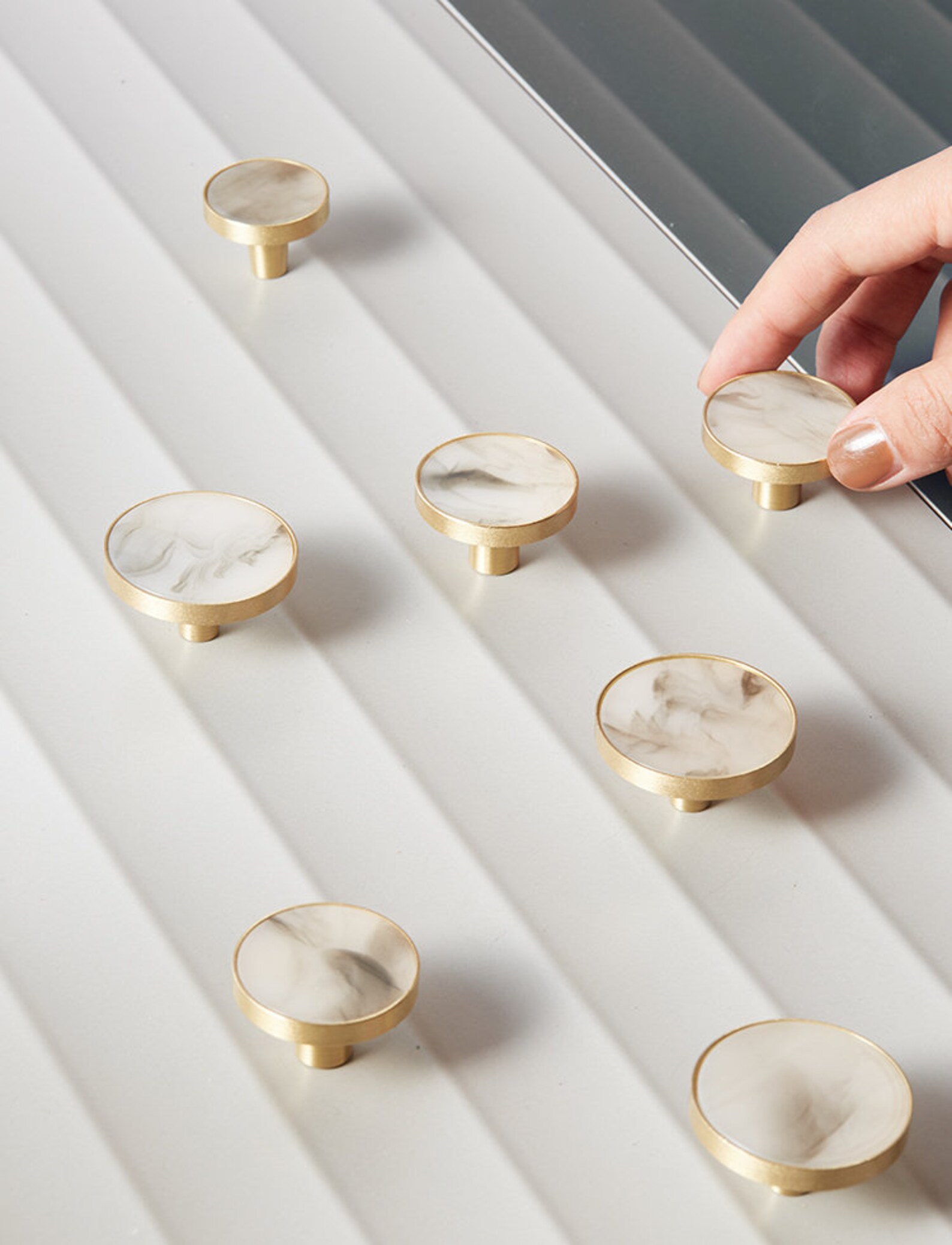 Nature Marble Pure Brass Knob and Pull Round Marble Drawer - Etsy