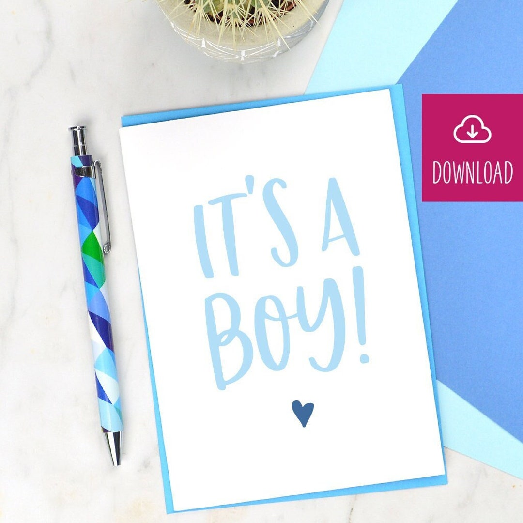 New Baby Card Its' a Boy! - Download/printable Card - Etsy