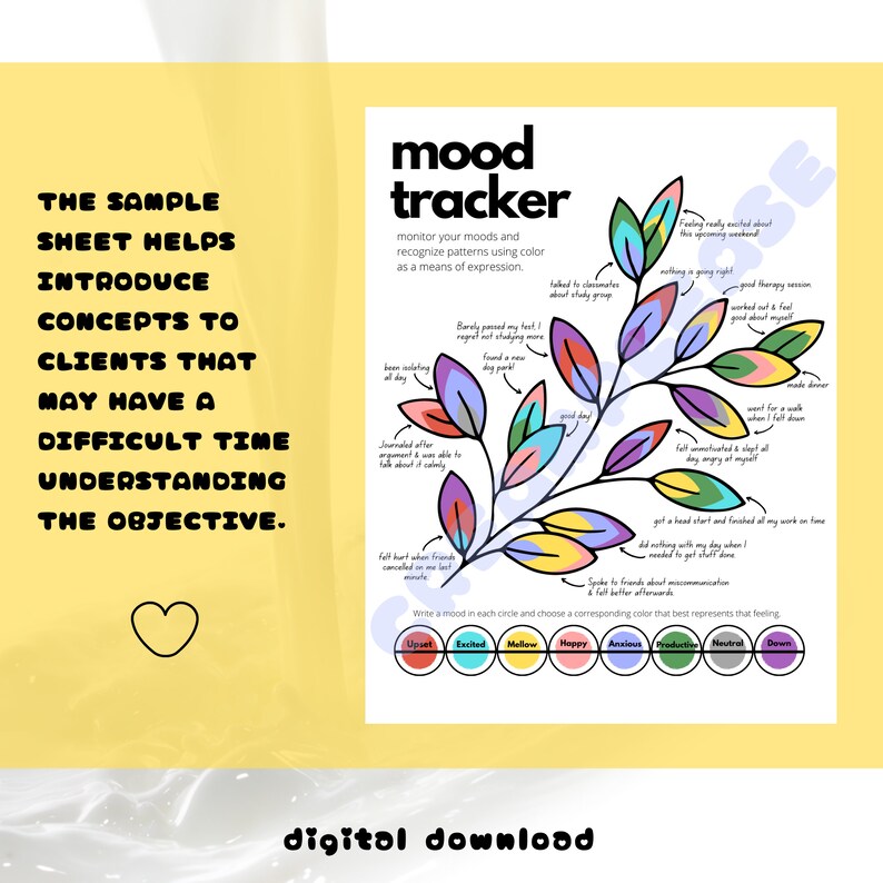 Mood Tracker Counseling Worksheet Bundle | Digital Download and ...