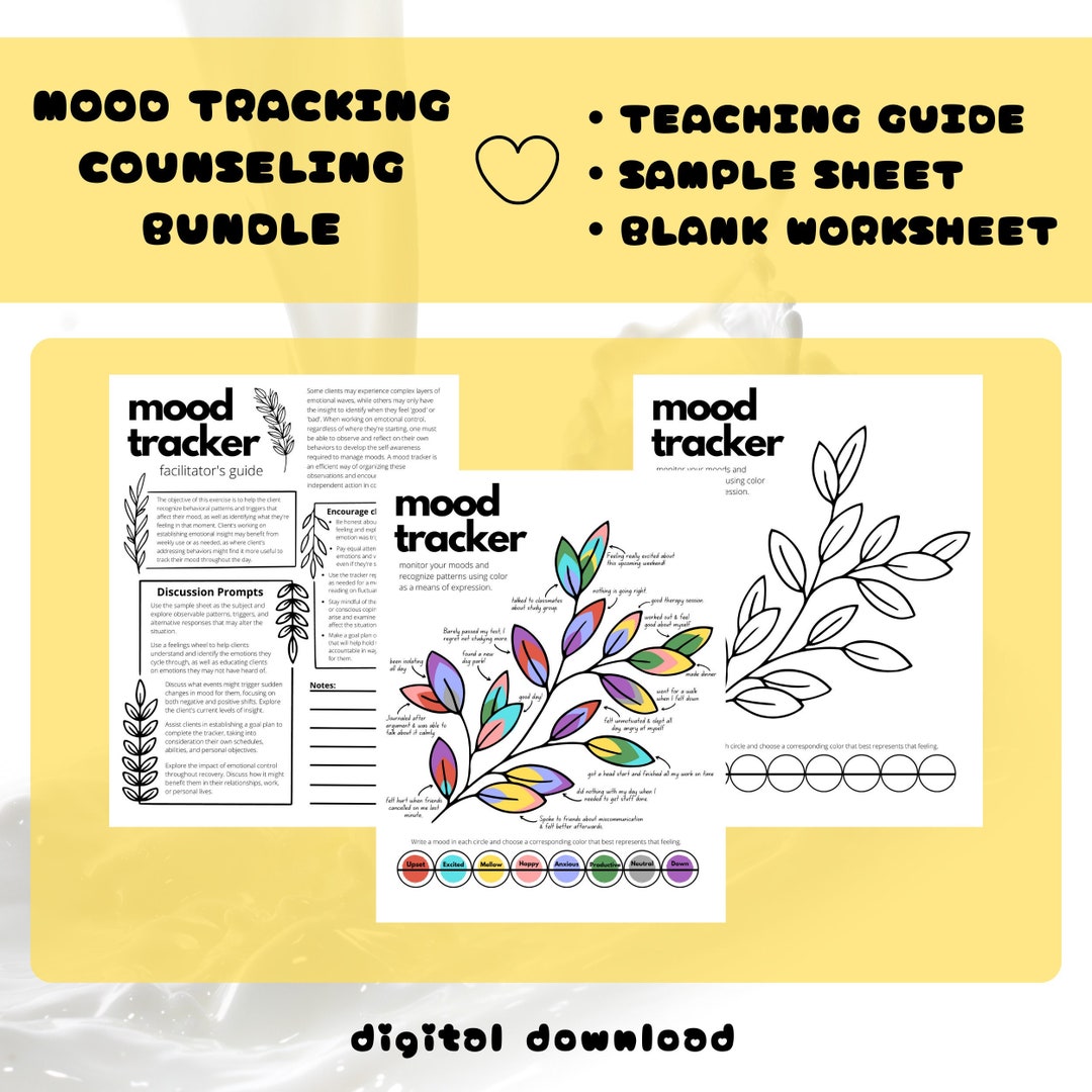Mood Tracker Counseling Worksheet Bundle | Digital Download and ...