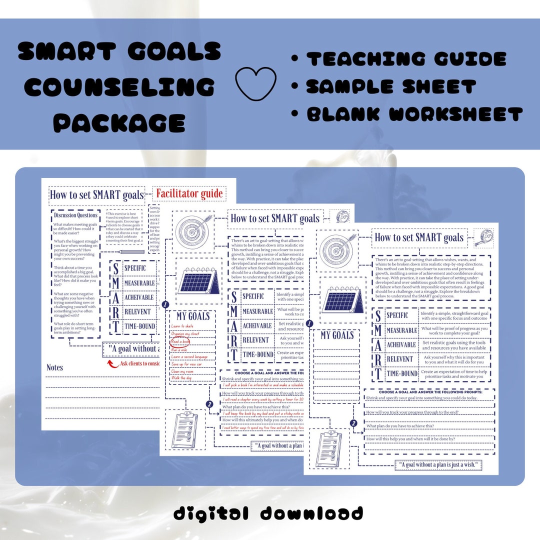 SMART Goals Counseling Worksheet Bundle | Digital Download and ...