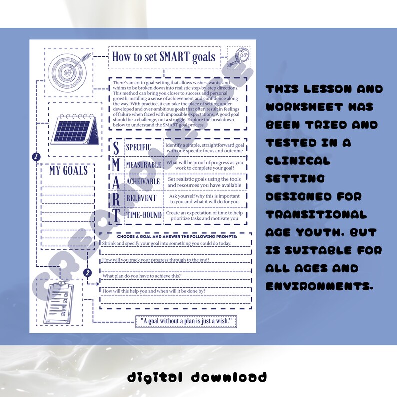 SMART Goals Counseling Worksheet Bundle | Digital Download and ...