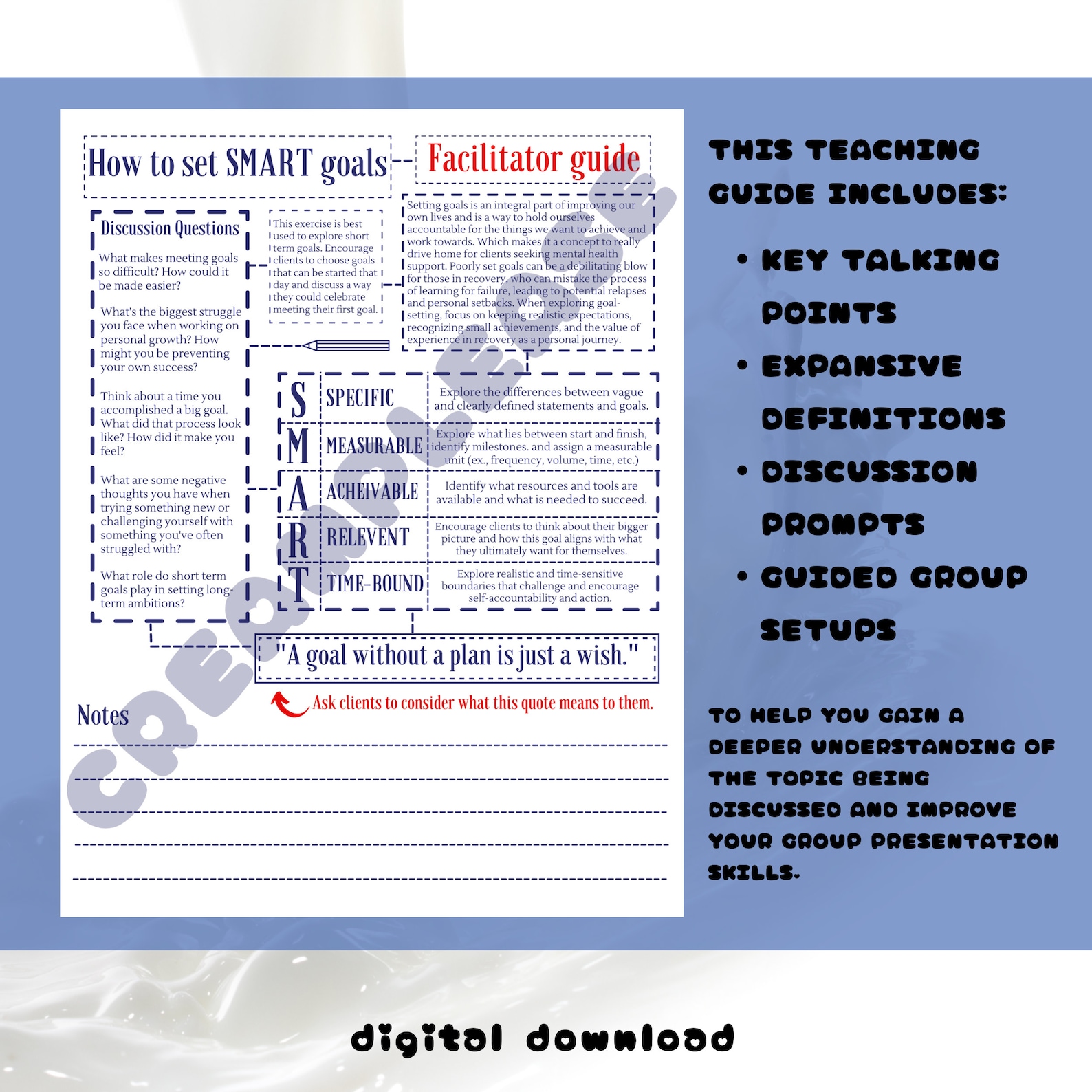 SMART Goals Counseling Worksheet Bundle | Digital Download and ...