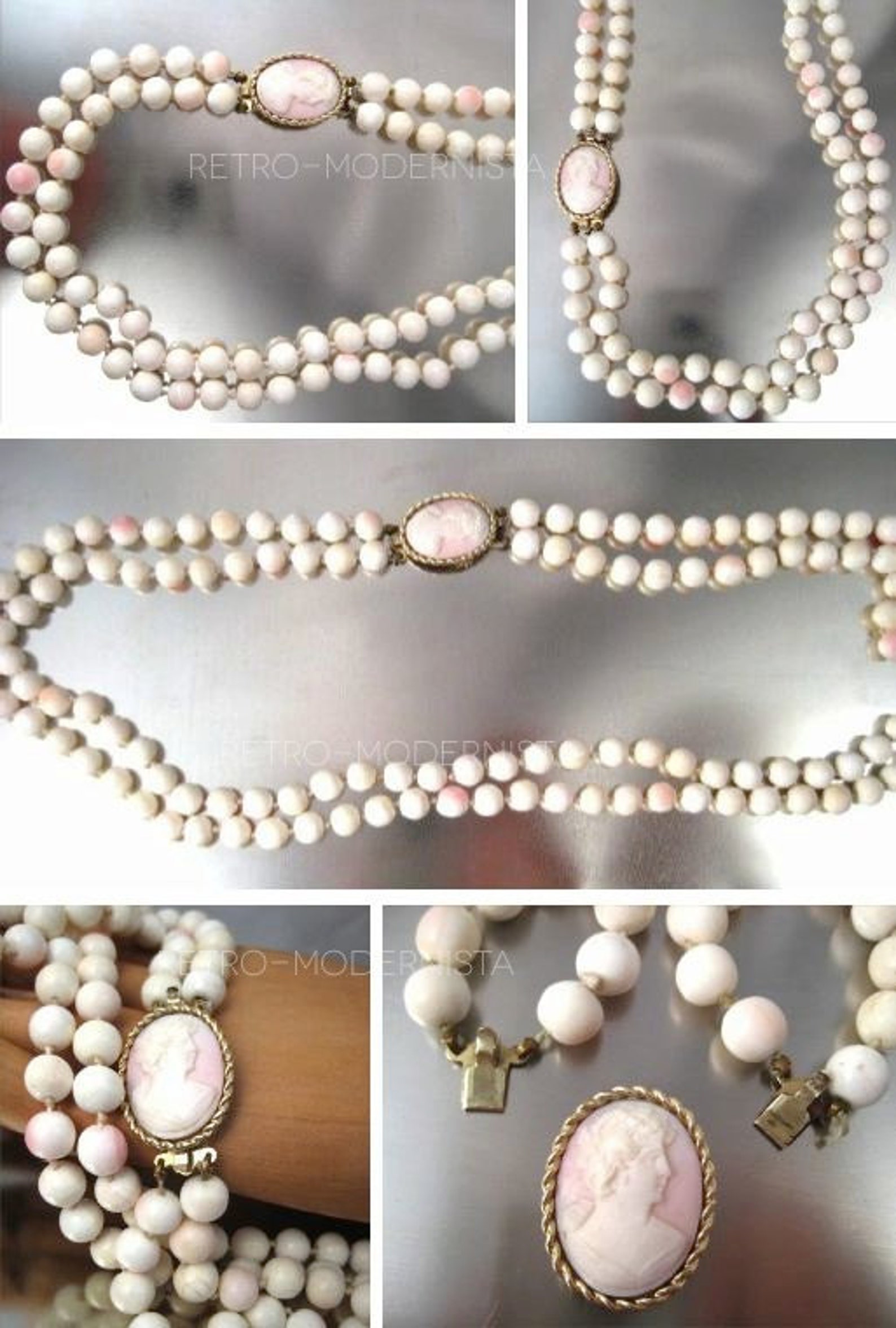 14K Solid Gold Angelskin Conch Shell Necklace and Brooch - Etsy