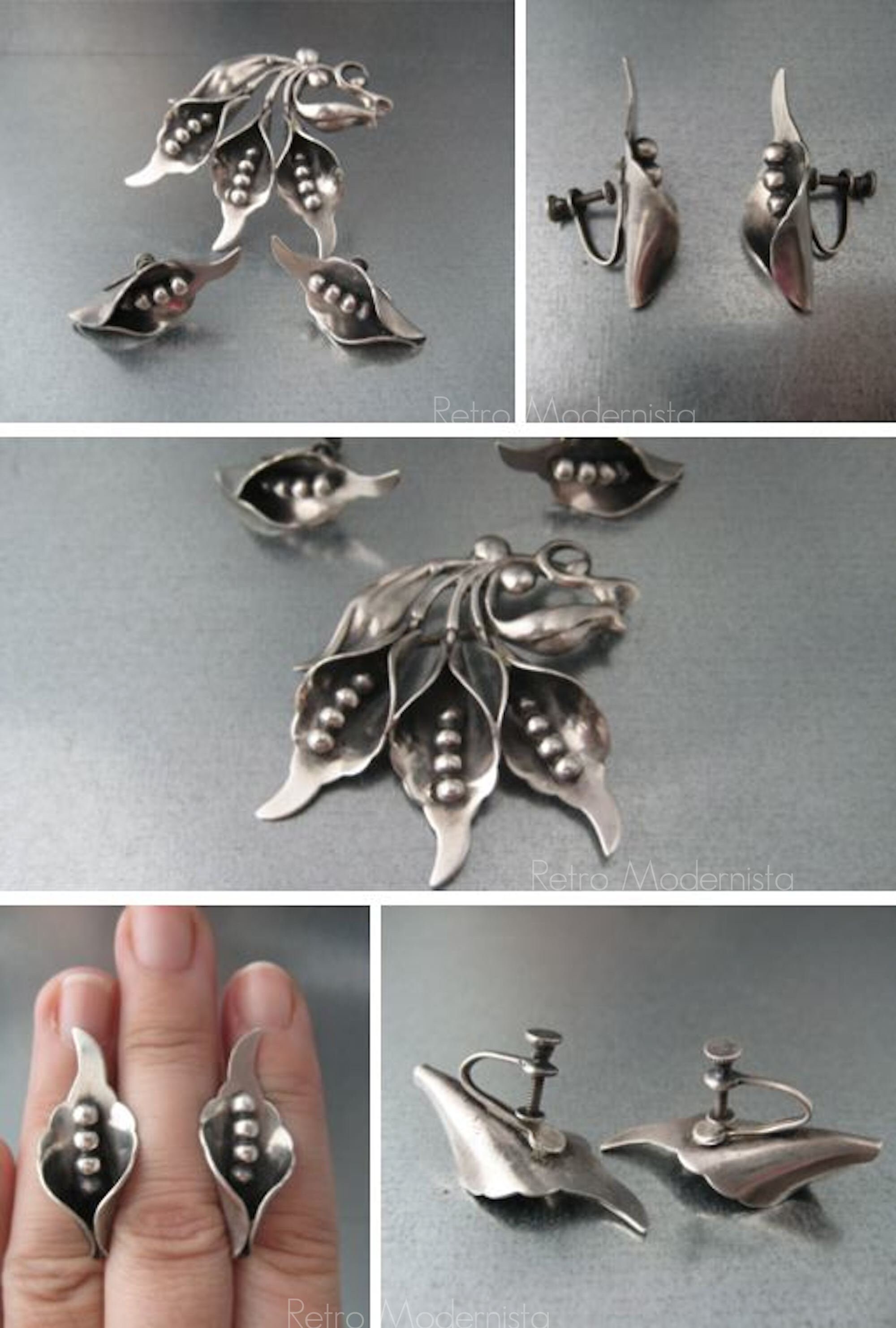 1940s Sterling Cala Lily Demi Parure - Etsy