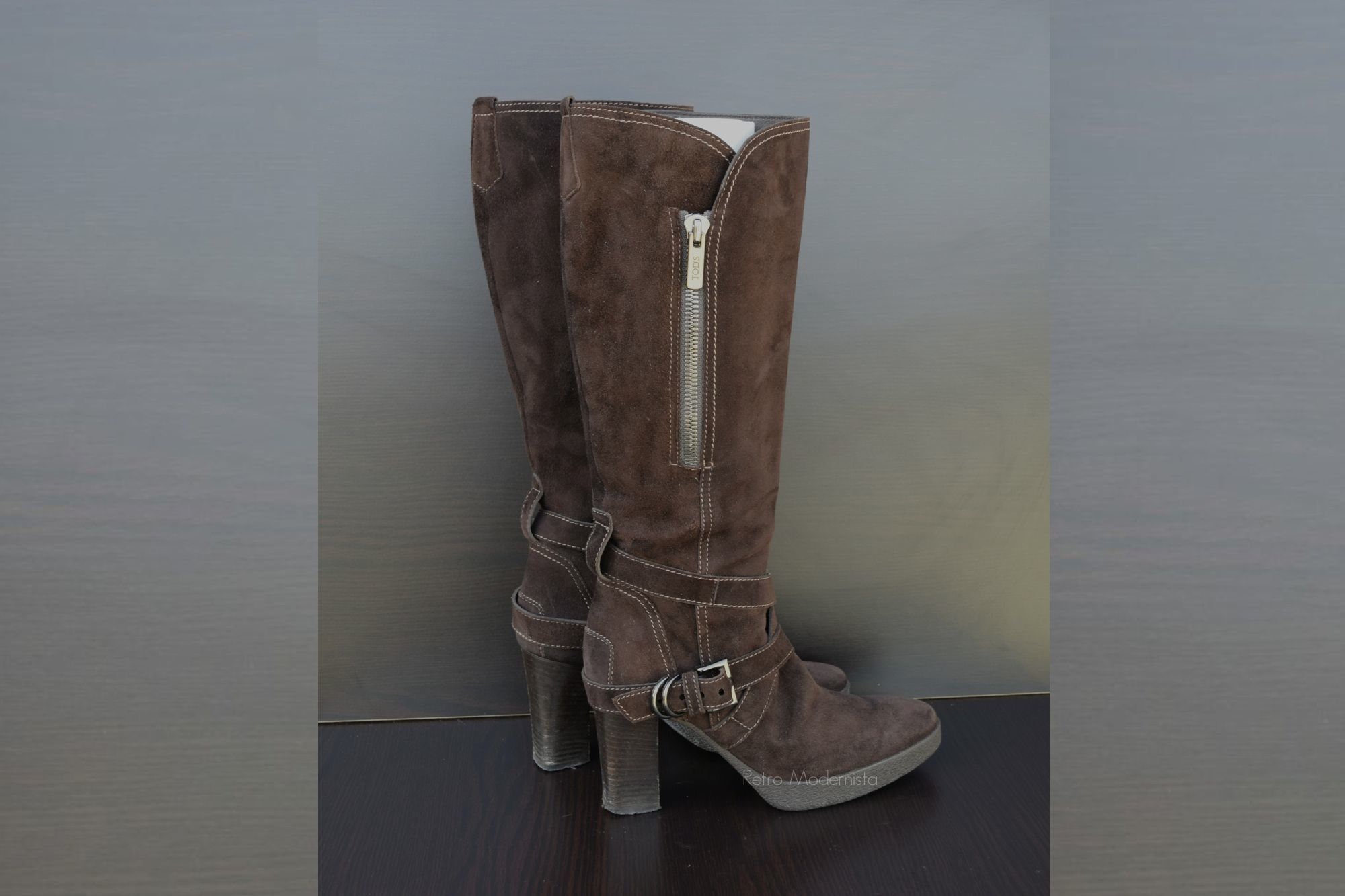 Tod's Cocoa Suede High Heel Boots Size 37 EU 4 UK 7 - Etsy