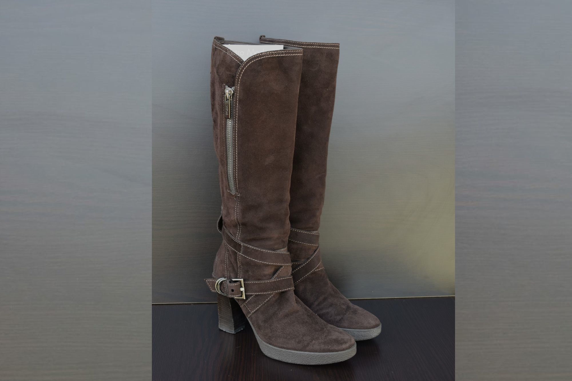 Tod's Cocoa Suede High Heel Boots, Size 37 (EU), 4 (UK), 7 (US) - Etsy