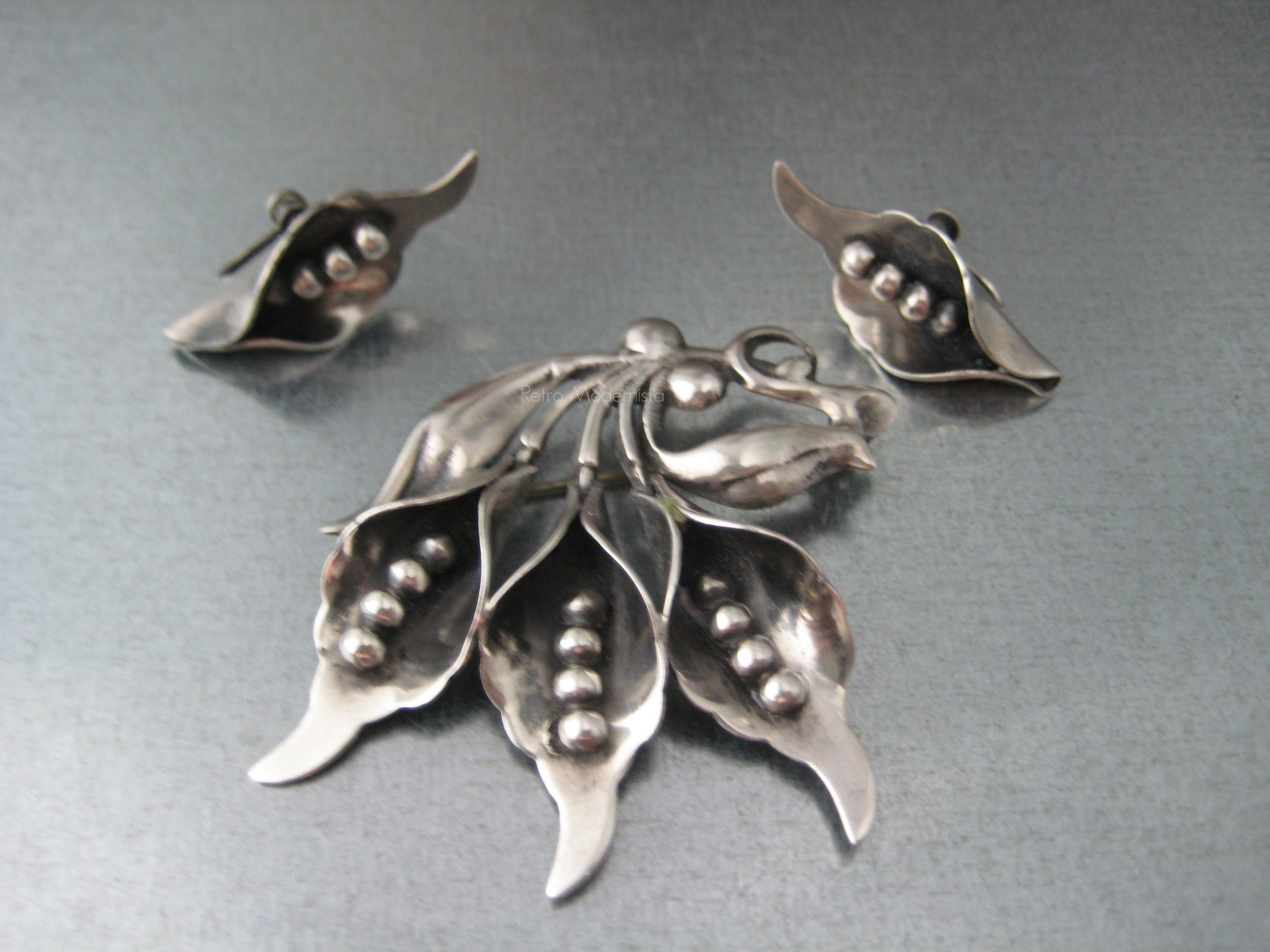 1940s Sterling Cala Lily Demi Parure - Etsy