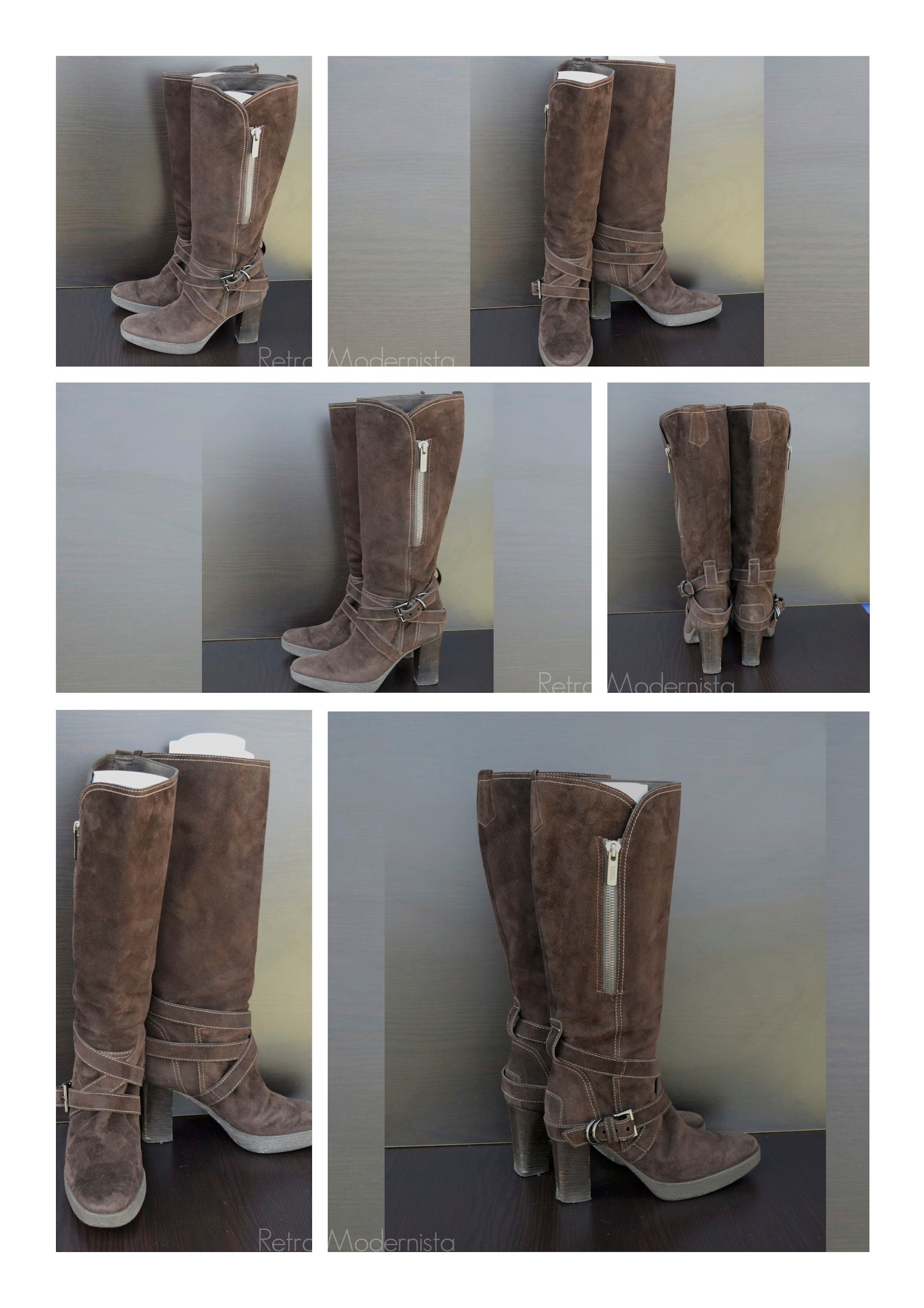 Tod's Cocoa Suede High Heel Boots, Size 37 (EU), 4 (UK), 7 (US) - Etsy