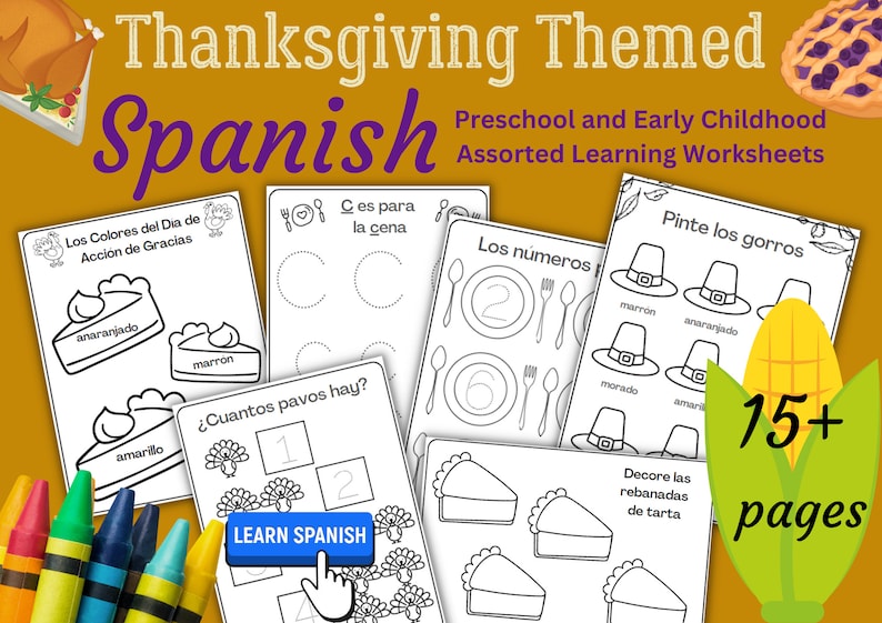 Spanish Thanksgiving Worksheets, Coloring Pages, Numbers, Colors ...