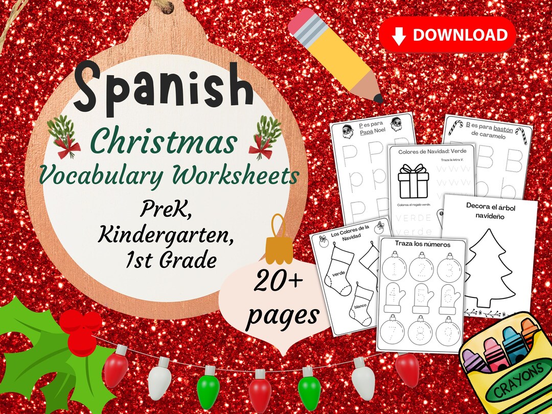 20+ Spanish Christmas Worksheets for Preschoolers, Kindergarten, 1st ...