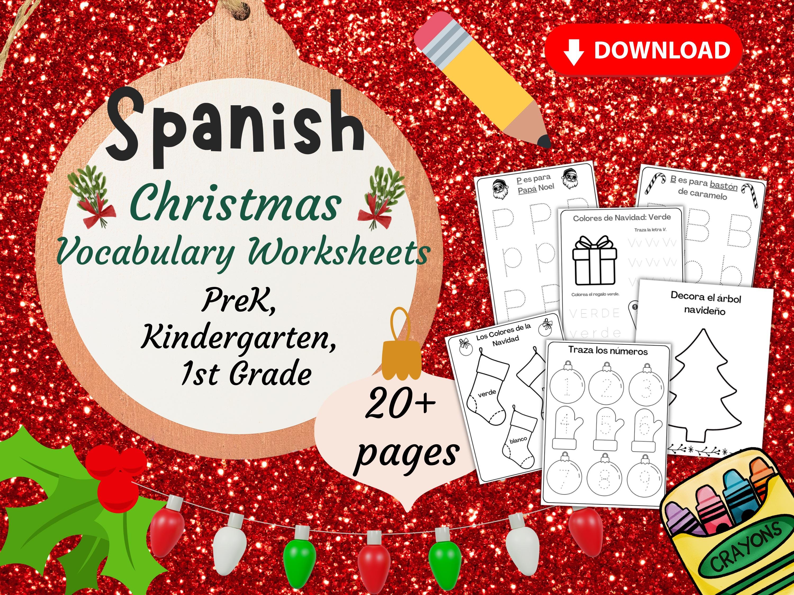 20+ Spanish Christmas Worksheets for Preschoolers, Kindergarten, 1st ...