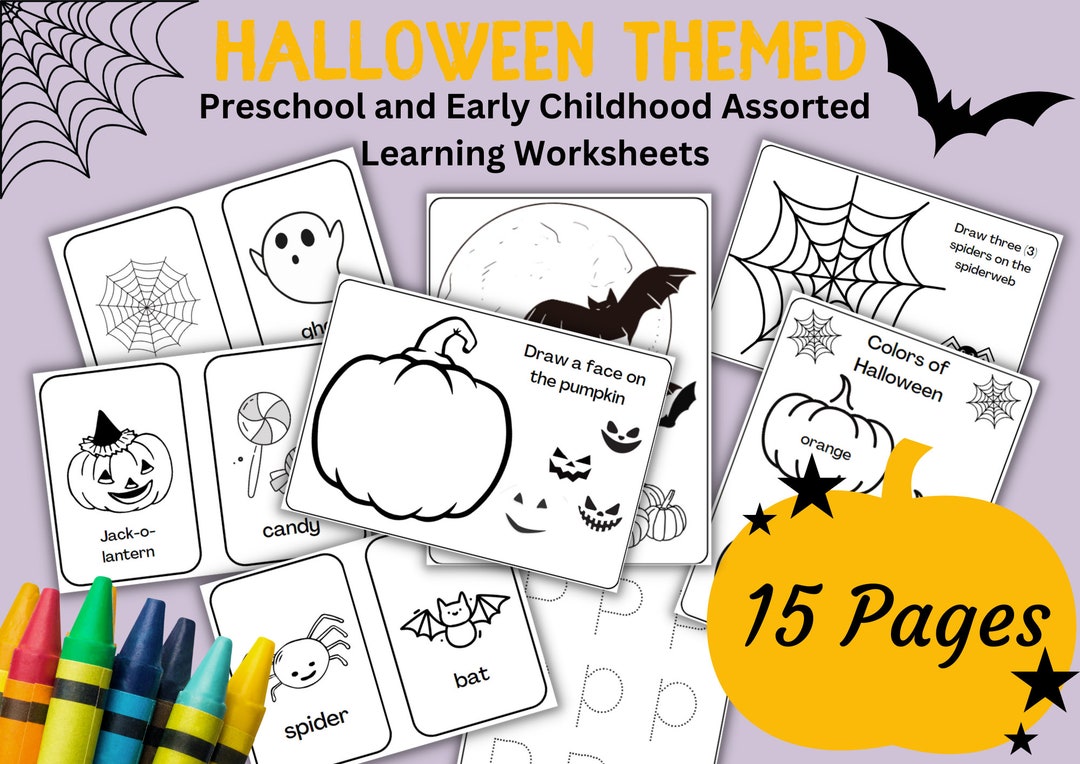 Halloween Worksheets Bundle Coloring Pages, Numbers Tracing, Letter ...
