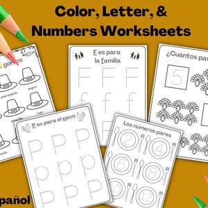Spanish Thanksgiving Worksheets, Coloring Pages, Numbers, Colors ...