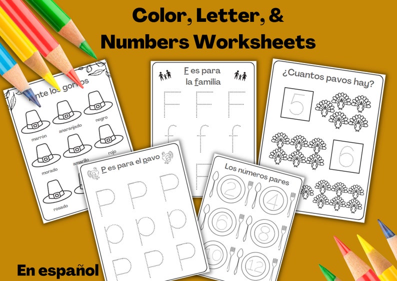 Spanish Thanksgiving Worksheets, Coloring Pages, Numbers, Colors ...