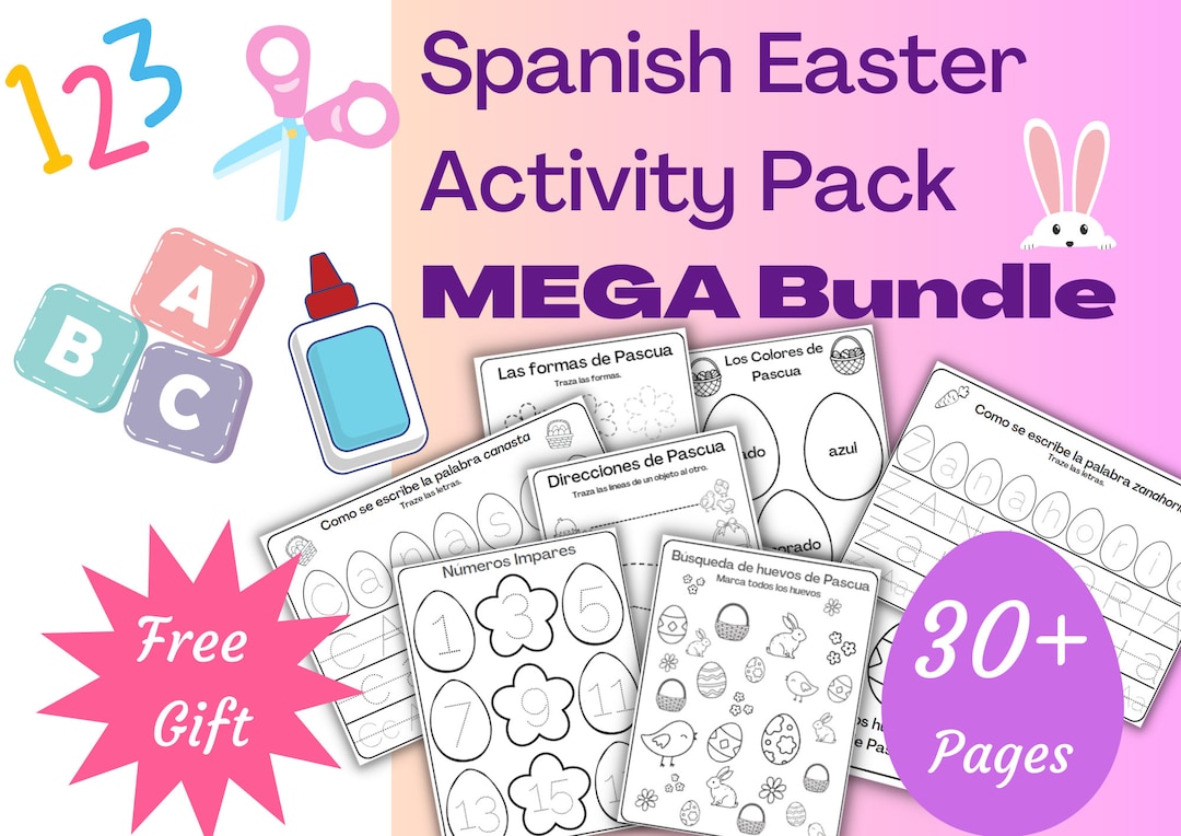 Spanish Easter Activity Pack – Handwriting, Numbers, Letters (digital ...