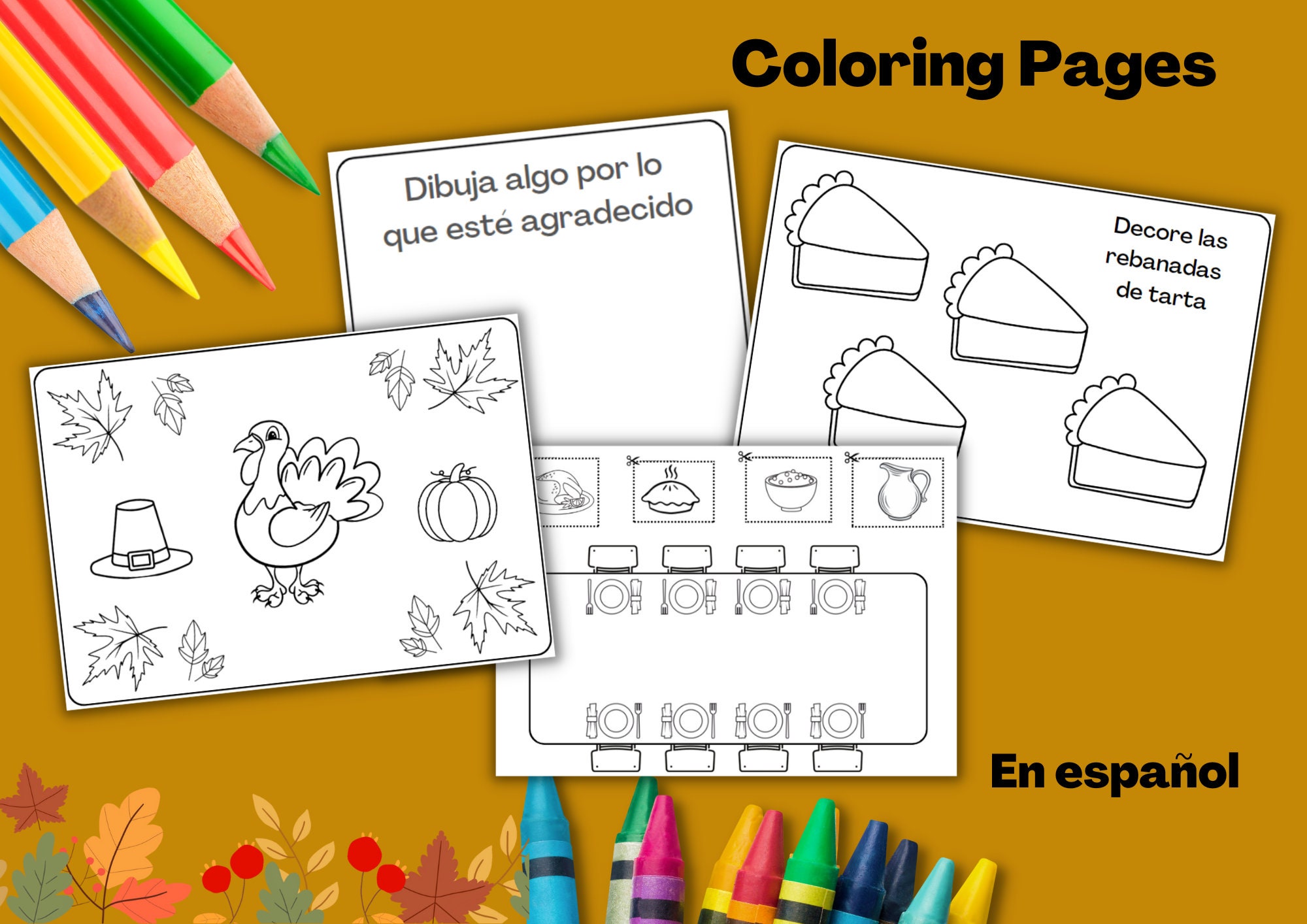 Spanish Thanksgiving Worksheets, Coloring Pages, Numbers, Colors ...