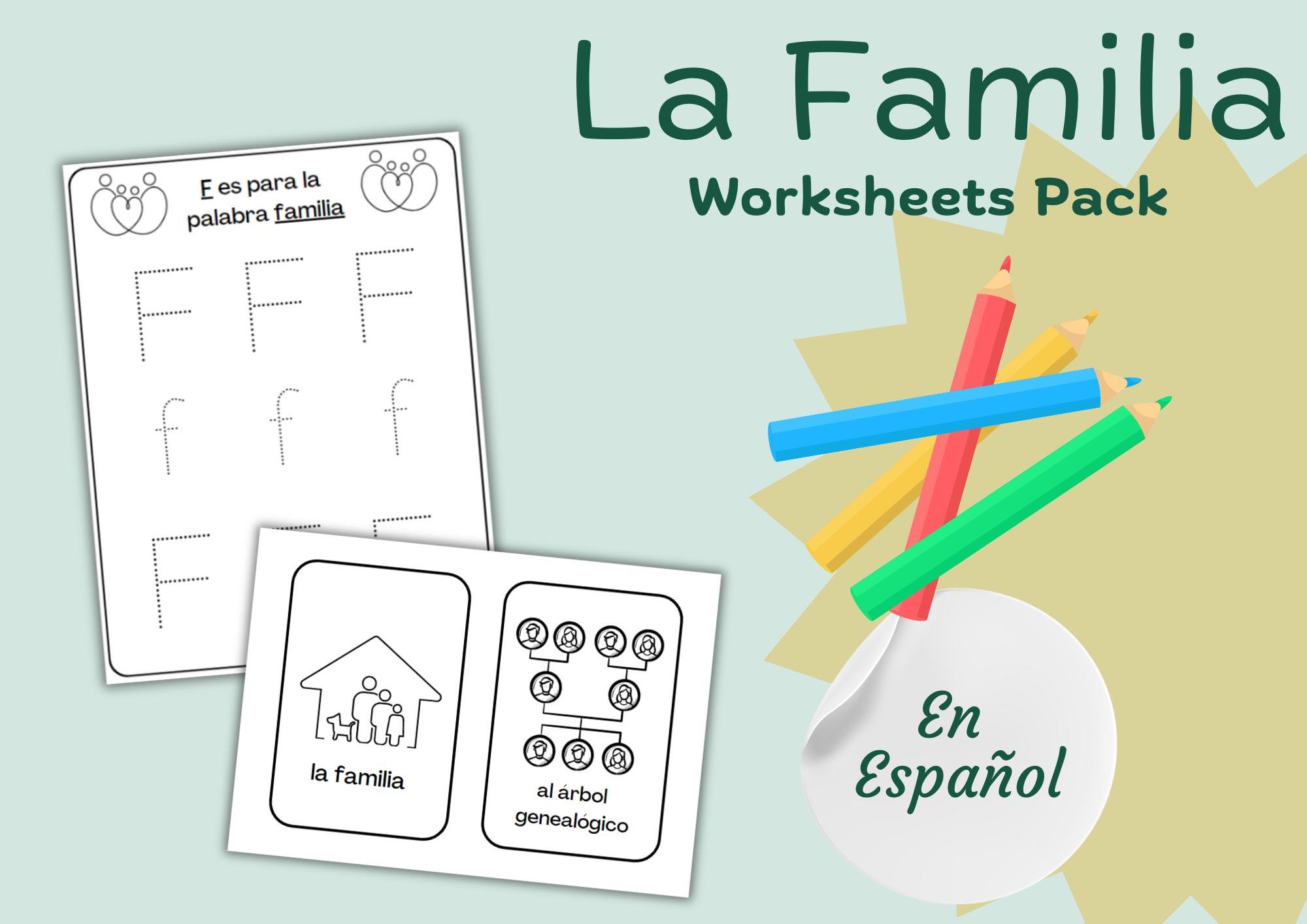 La Familia Spanish Vocabulary Worksheets Preschool Kindergarten First ...