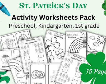 St. Patrick's Day Preschool Pack Preschool Worksheets - Etsy
