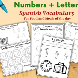 Spanish Food Worksheets | Handwriting, Counting, Letters (digital ...
